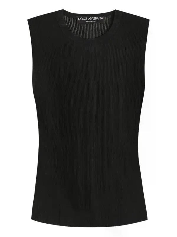Dolce & Gabbana Ribbed Sleeveless Tank Top - Black