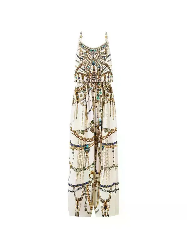 Camilla Chain-print Jumpsuit - White