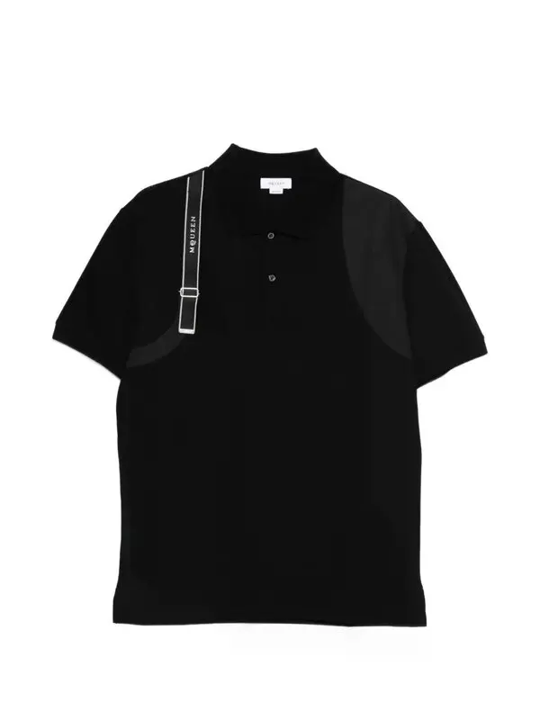 Alexander McQueen Harness-detail Panelled Polo Shirt - Black