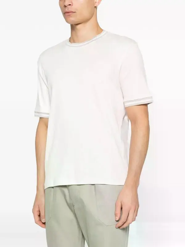 Eleventy Ribbed-trim T-shirt - White
