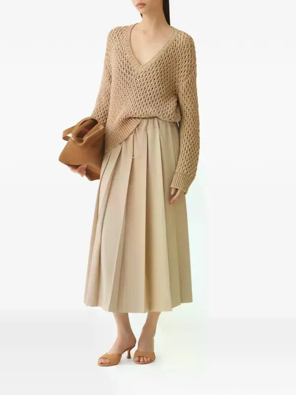 Fabiana Filippi V-neck Long Sleeve Sweater - Neutrals