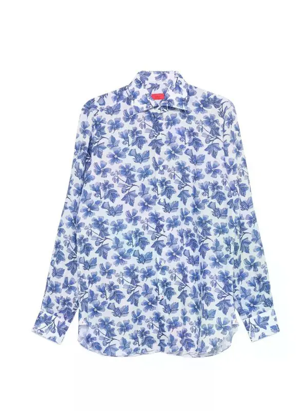 Isaia Floral-pattern Long-sleeve Shirt - White