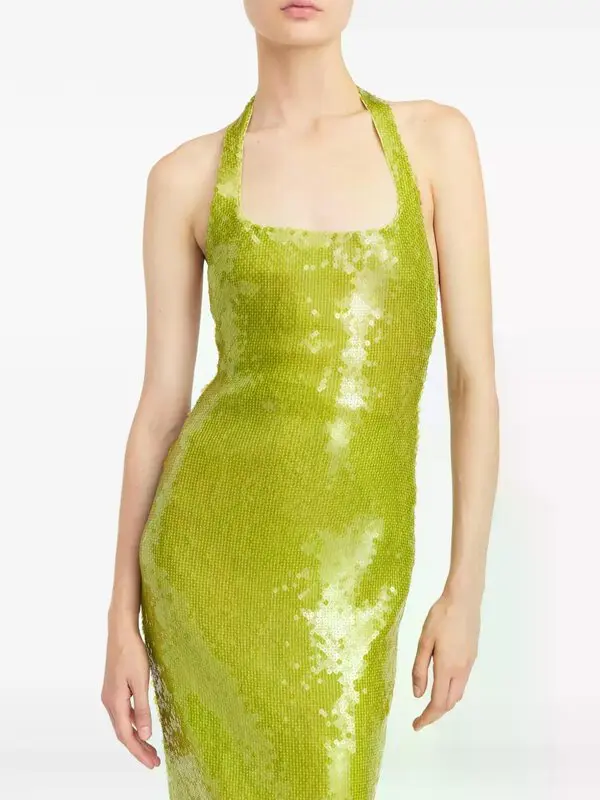 16arlington Auden Sequin Halterneck Maxi Dress - Green | Editorialist