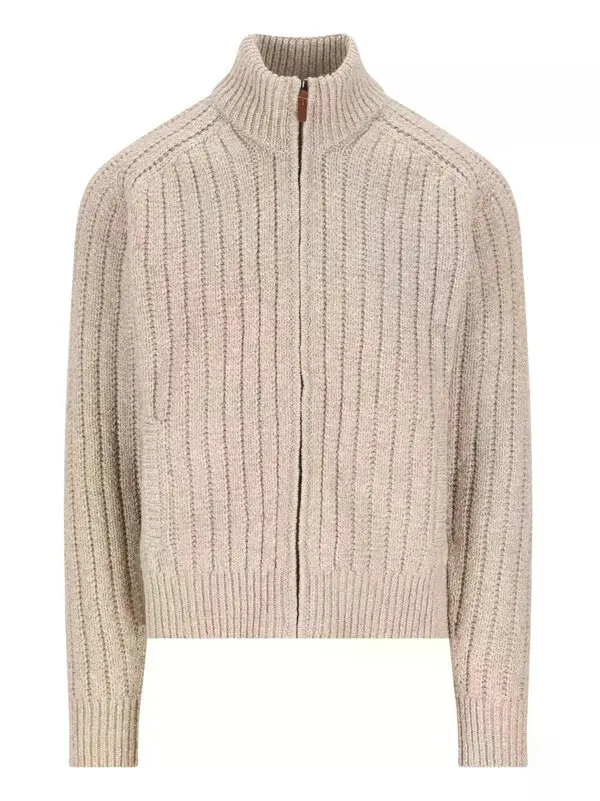 TOD'S Zip-up Ribbed Cardigan