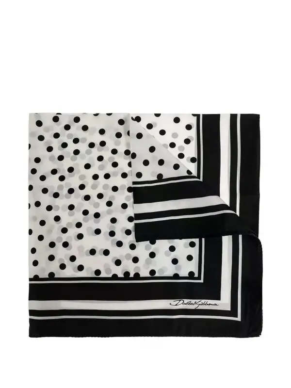 Dolce & Gabbana Polka-dot Silk Scarf - White