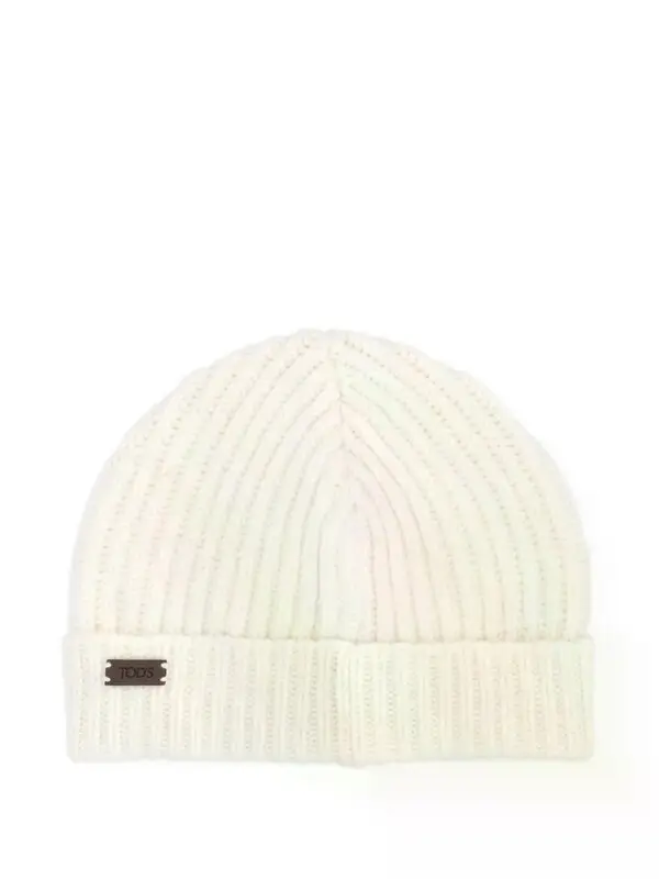 TOD'S Logo-plaque Beanie - Neutrals