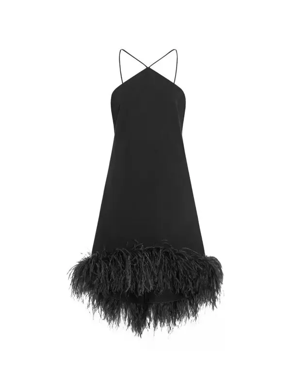 16Arlington Feather-trim Mini Dress