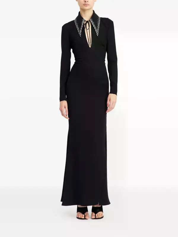 16Arlington Elis Embellished Collared Maxi Dress