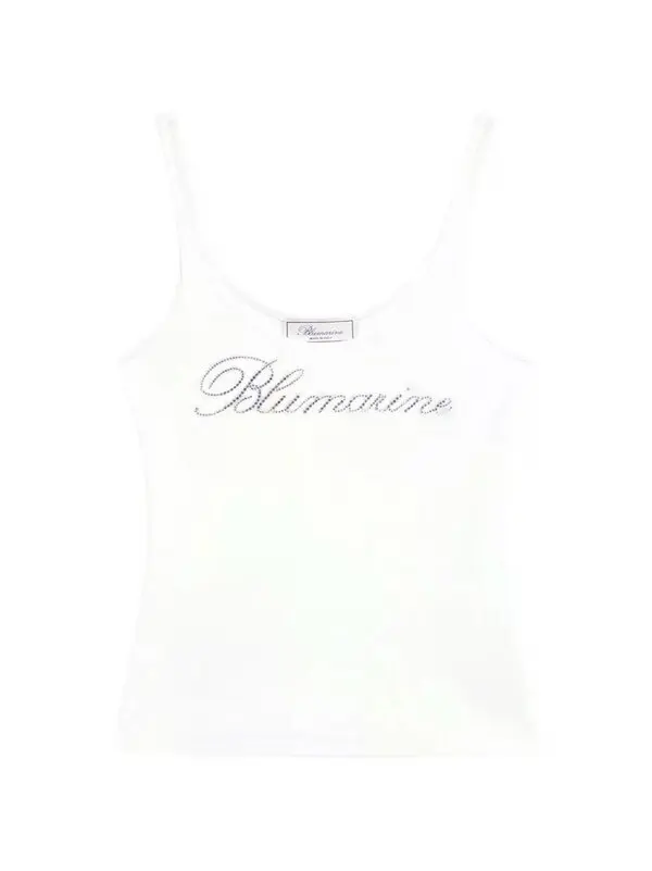 Blumarine Logo-embroidered Ribbed Knit Top - White