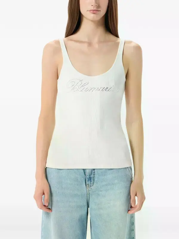Blumarine Logo-embroidered Ribbed Knit Top
