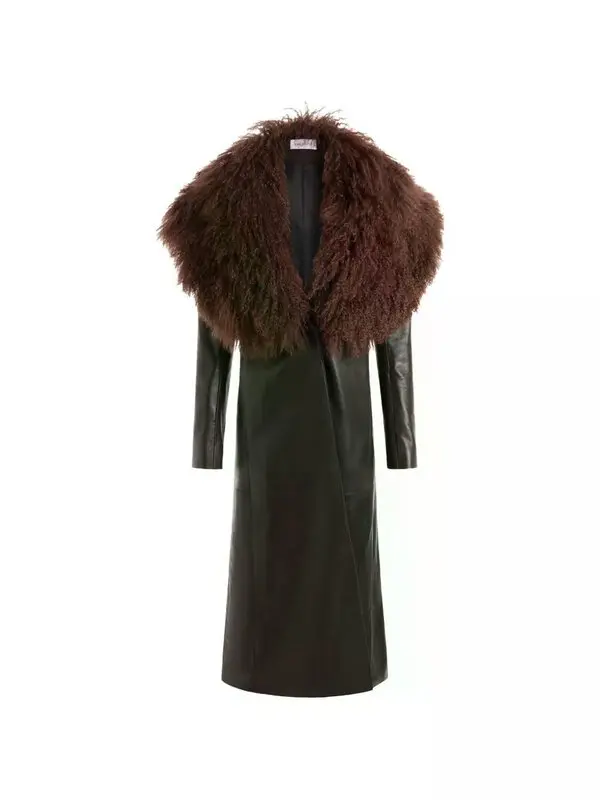16Arlington Luisa Fur-collar Leather Coat