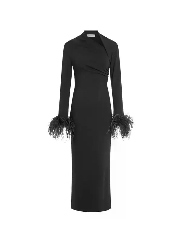 16Arlington Feather-trim Midi Dress