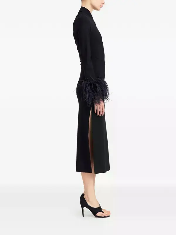 16Arlington Feather-trim Midi Dress