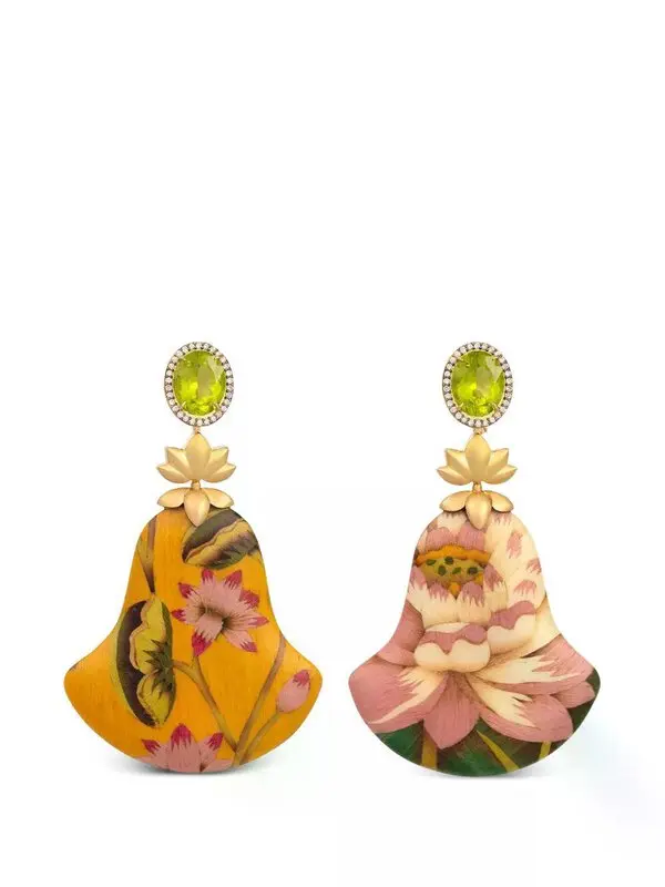 SILVIA FURMANOVICH Peridot Marquetry Flower Earrings - Gold