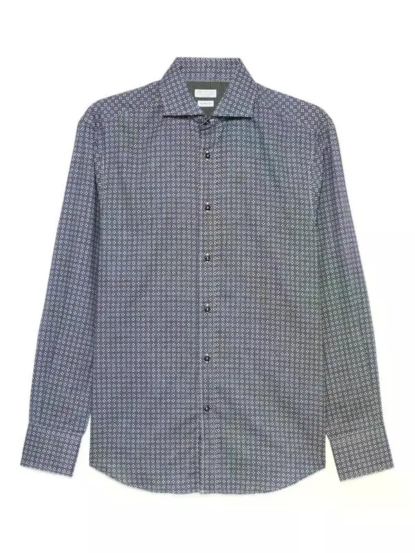 Brunello Cucinelli Geometric-pattern Shirt - Blue
