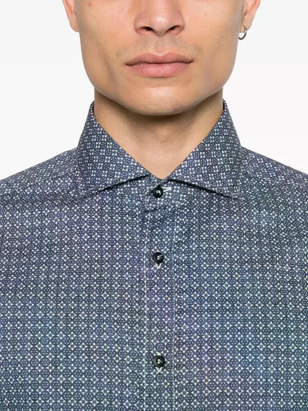 Brunello Cucinelli Geometric-pattern Shirt - Blue