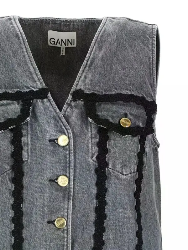 GANNI V-neck Flounce Dress