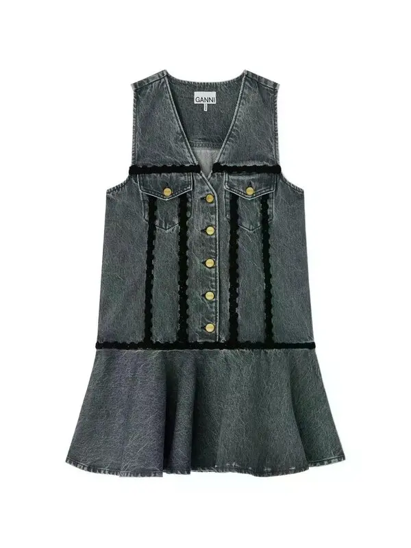 GANNI V-neck Flounce Dress