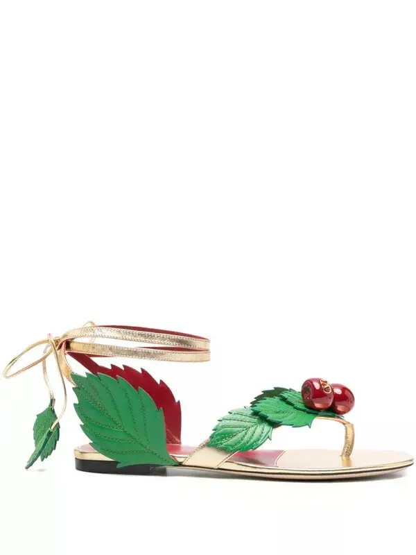 Valentino Garavani Cherry Leaf Sandals - Gold