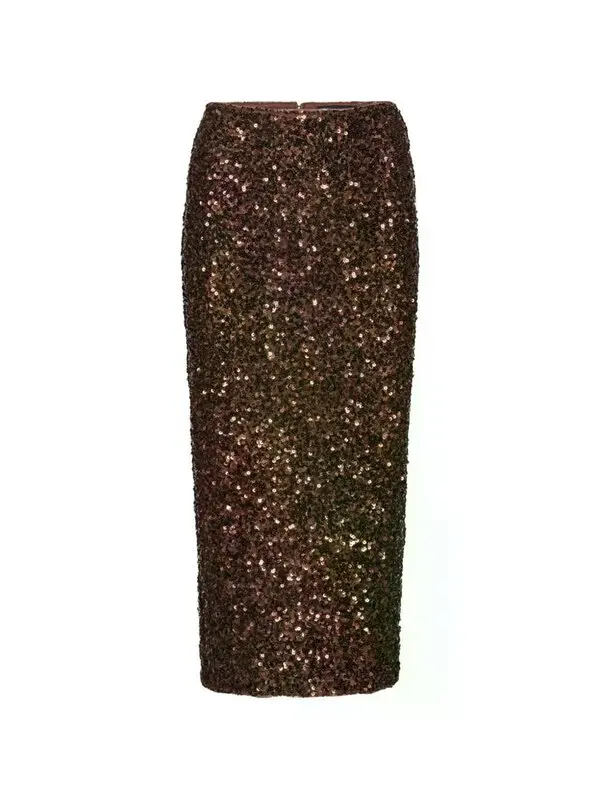 ROTATE BY BIRGER CHRISTENSEN Sequin-embellished Midi Skirt - Brown