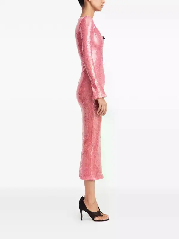 16Arlington Solaria Sequin Lace-up Midi Dress - Pink