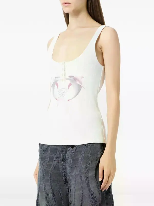 Blumarine Dolphin-print Ribbed Top