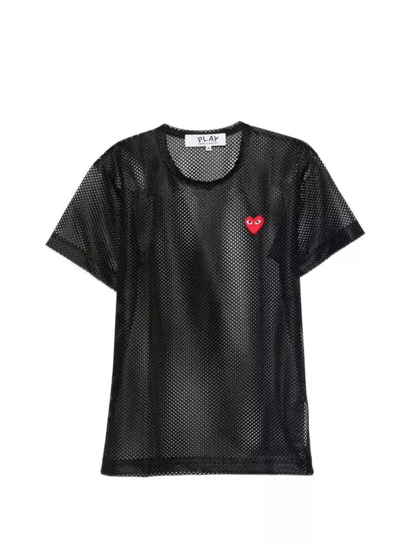 Play Comme Des Garcon Mesh Logo-patch T-shirt - Grey
