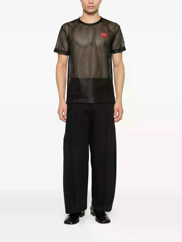 Play Comme Des Garcon Mesh Logo-patch T-shirt