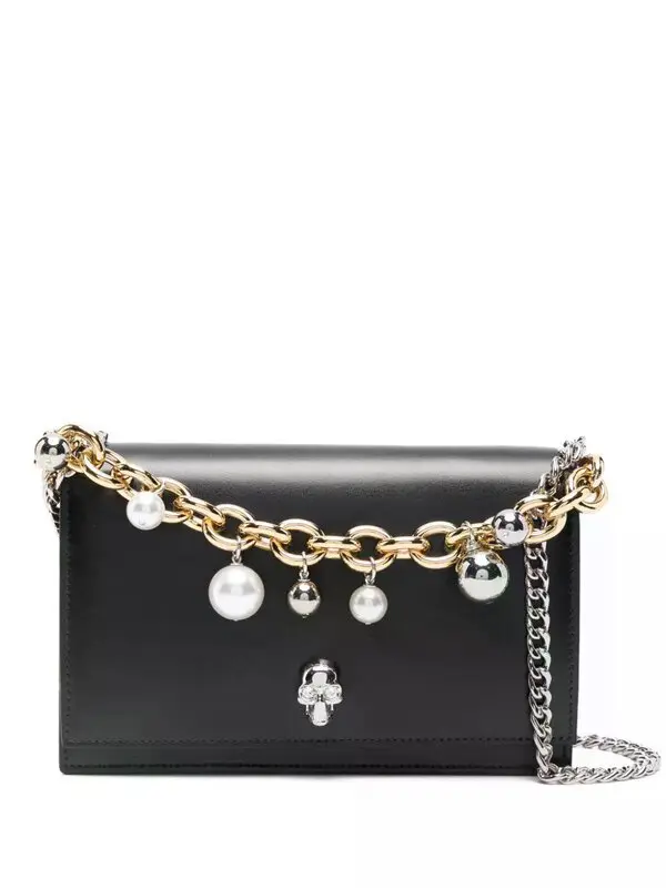 Alexander McQueen Skull Chain Embellished Clutch - Black