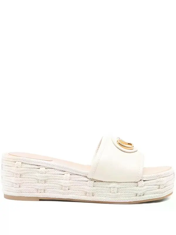Valentino Garavani Logo-plaque Woven Platform Slides