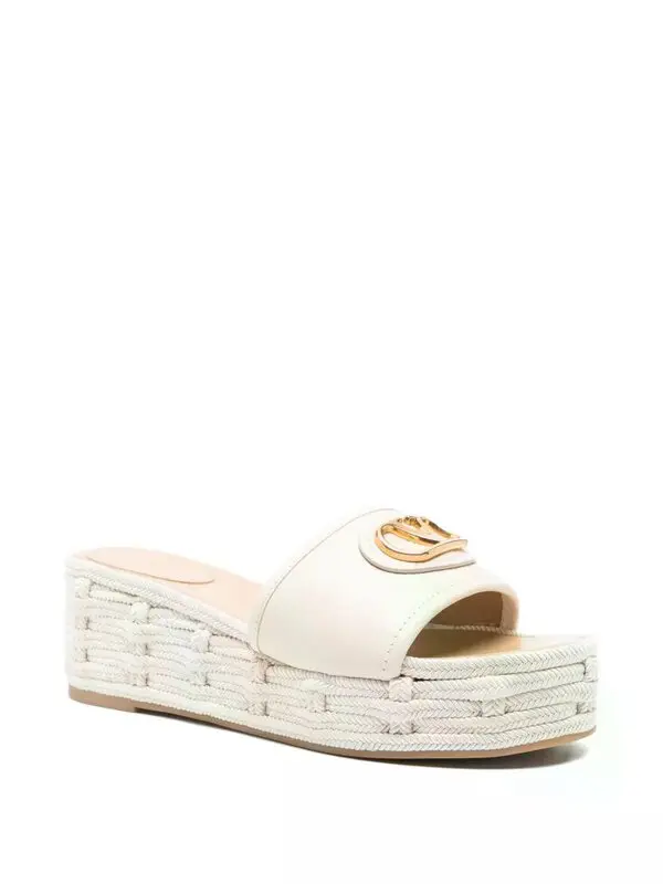 Valentino Garavani Logo-plaque Woven Platform Slides