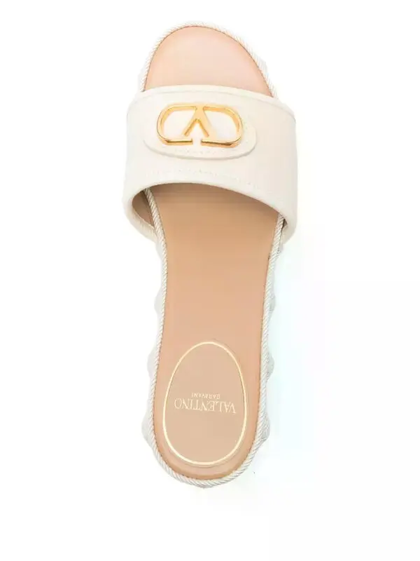 Valentino Garavani Logo-plaque Woven Platform Slides