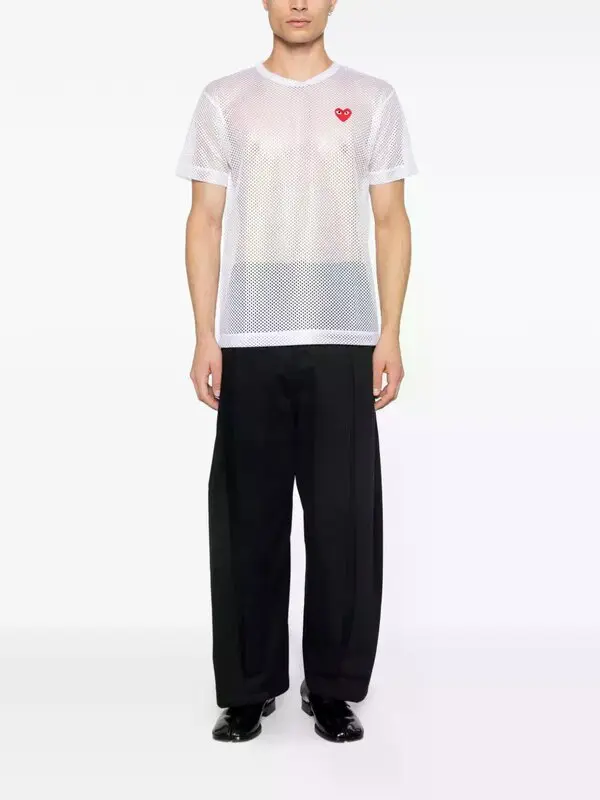 Play Comme Des Garcon Heart Patch Mesh T-shirt - White
