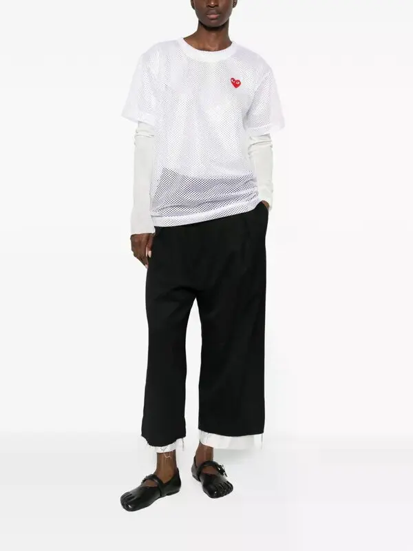 Play Comme Des Garcon Heart Patch Mesh T-shirt - White
