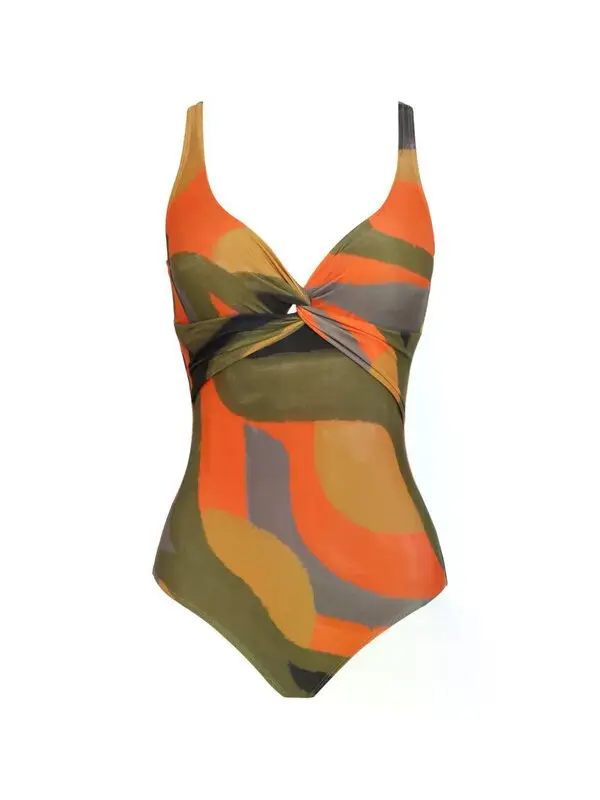LYGIA & NANNY Twist-front Printed One-piece Swimsuit - Orange