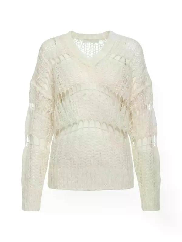 Fabiana Filippi V-neck Open Knit Sweater - Neutrals
