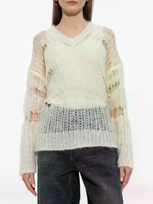Fabiana Filippi V-neck Open Knit Sweater - Neutrals