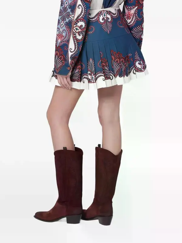 Farm Rio Scarf Print Buckle Mini Skirt - Blue