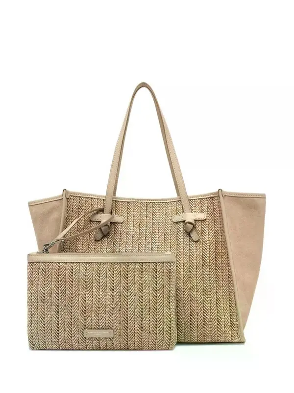 GIANNI CHIARINI Marcella Herringbone-straw Tote Bag