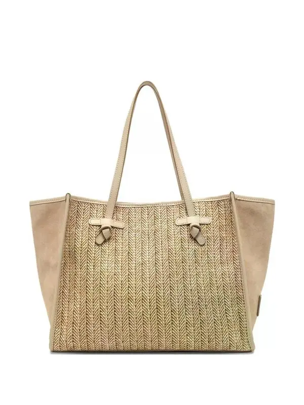 GIANNI CHIARINI Marcella Herringbone-straw Tote Bag