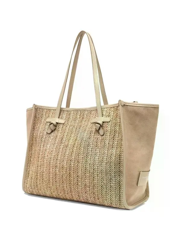GIANNI CHIARINI Marcella Herringbone-straw Tote Bag