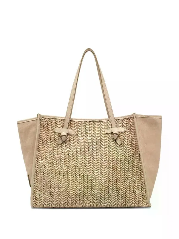 GIANNI CHIARINI Marcella Herringbone-straw Tote Bag
