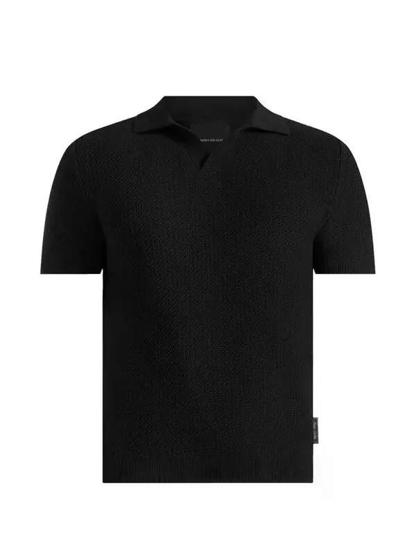 Manière De Voir Rowen Textured Knitted Polo Shirt - Black