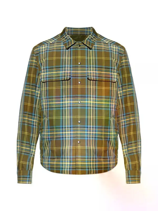 Moncler Check-pattern Logo-patch Shirt - Green