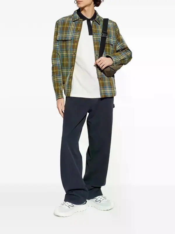 Moncler Check-pattern Logo-patch Shirt - Green