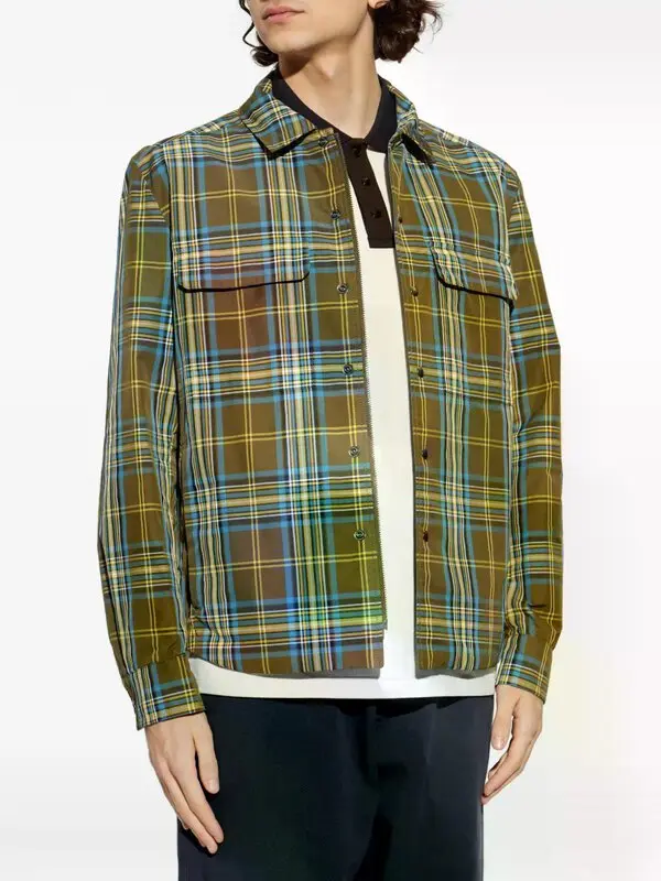 Moncler Check-pattern Logo-patch Shirt - Green