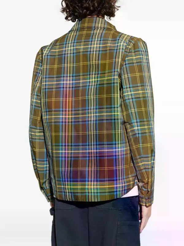 Moncler Check-pattern Logo-patch Shirt - Green