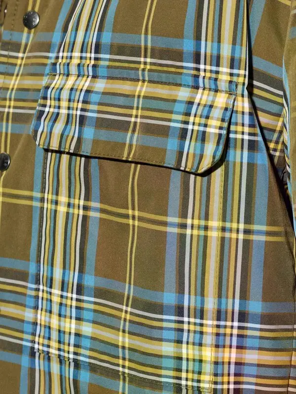 Moncler Check-pattern Logo-patch Shirt - Green