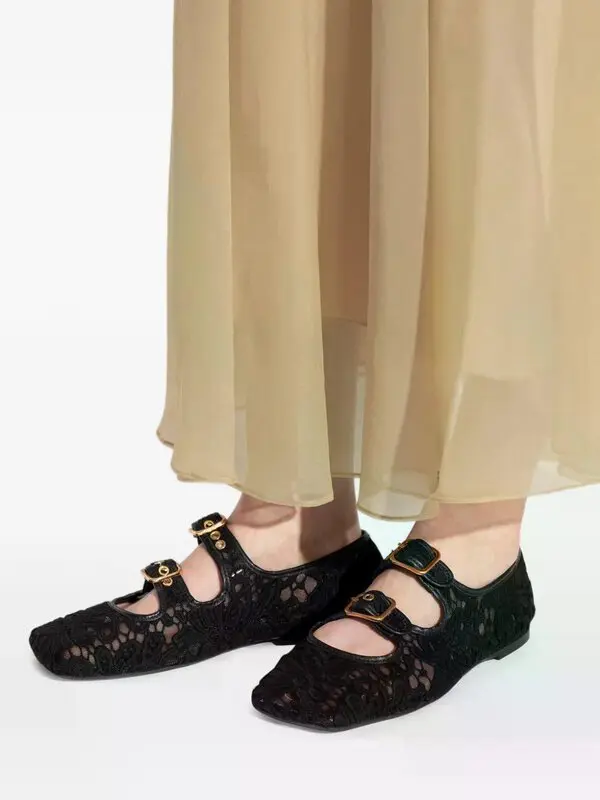Agl Ceramic Romantic Lace Ballet Flats - Black