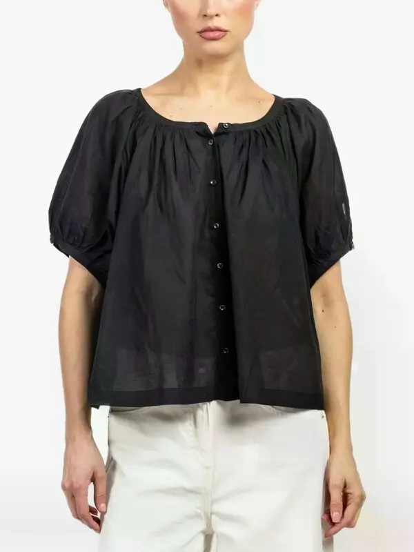 DÔEN June Puffed-sleeve Blouse - Black